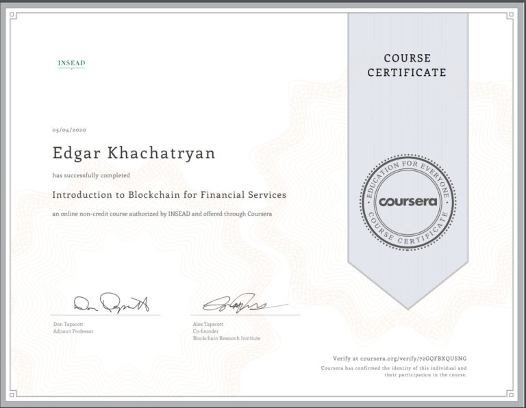 Certificate from INSEAD | Edgar Khachatryan